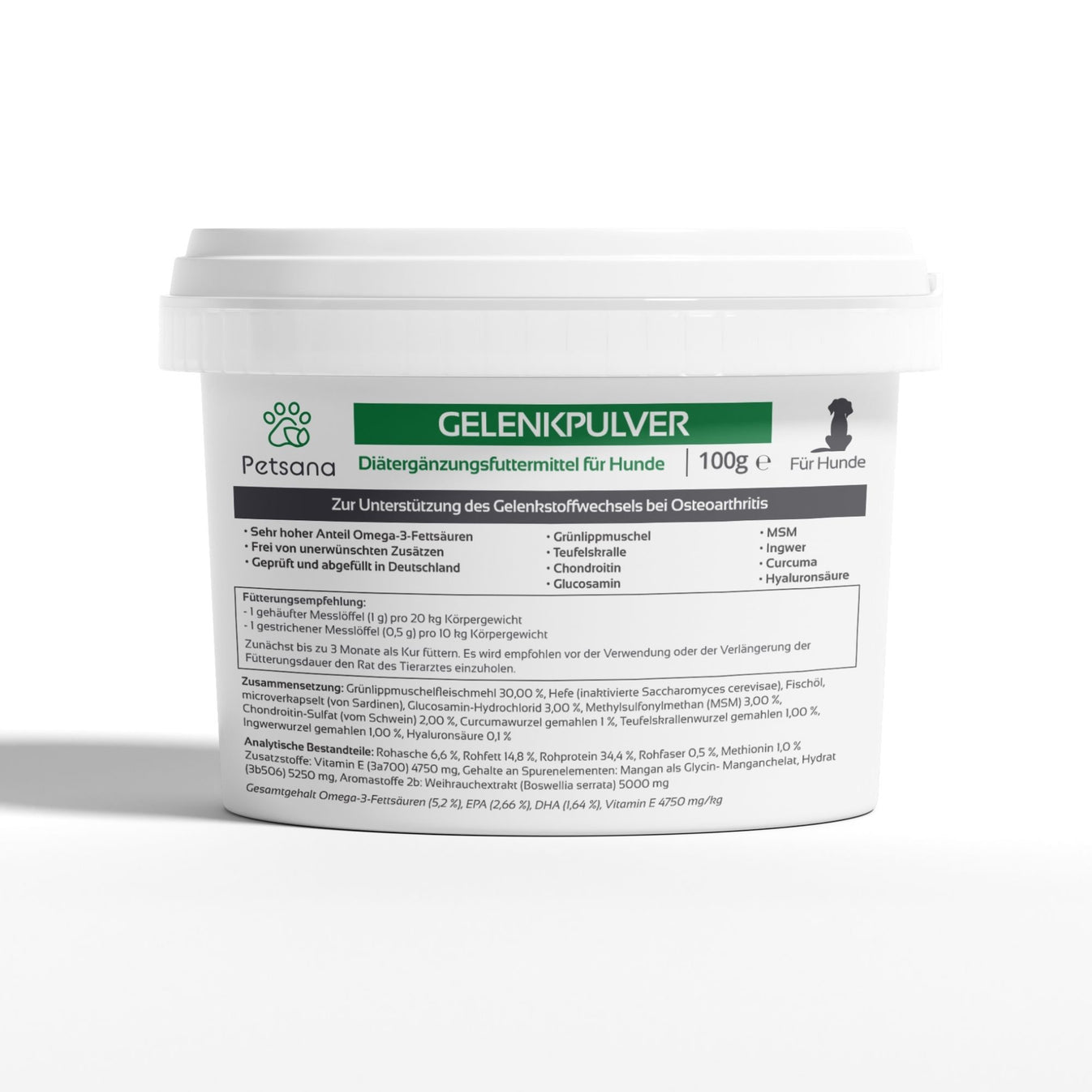 Gelenkpulver für Hunde - mit Grünlippmuschel und Teufelskralle – Petsana